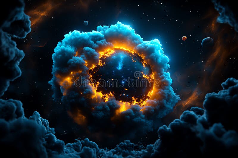 Mysterious Celestial Object Surrounded by Glowing Clouds in Deep Space ...