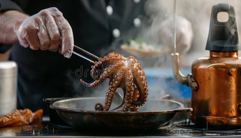 The Mysterious Chef: a Closer Look at Octopus Cooking Techniques Stock ...