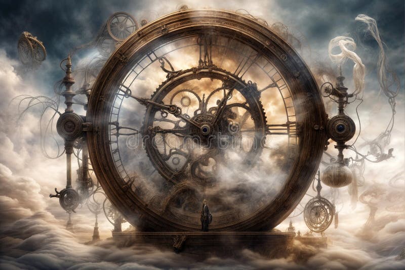 Mysterious Clock. Ancient Clock with a Manuscript Stock Illustration ...