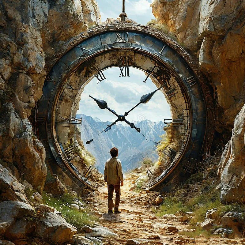 Mysterious Clock and a Boy in Front of it Stock Image - Image of iron ...