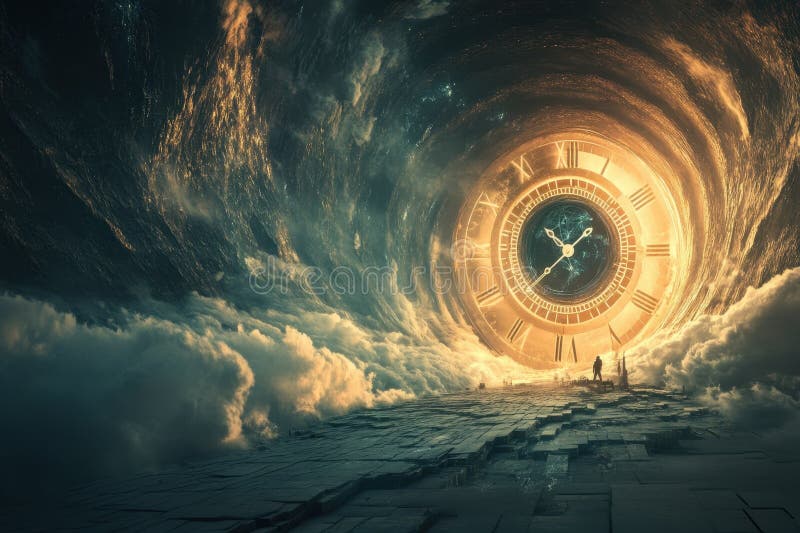 Mysterious Clock within Swirling Clouds Reveals Timeless Journey ...