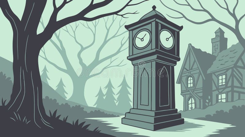Mysterious Clock Tower in an Enchanted Forest, Vector Design Generative ...
