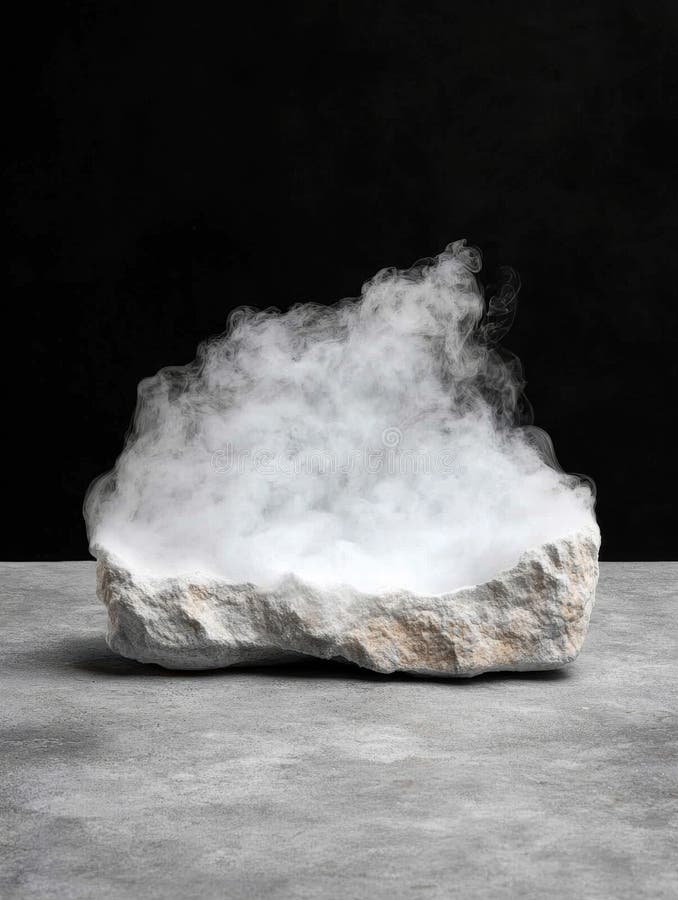 Mysterious Cloud of Smoke Emerging from Rock Stock Illustration ...