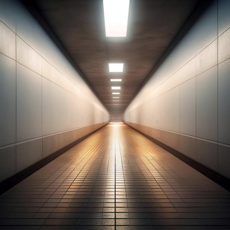Mysterious Corridor Illuminated by Soft Light in a Modern Architectural ...