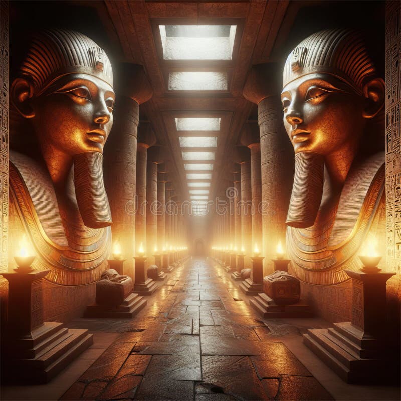 Mysterious Corridor Inside a Pyramid in Ancient Egypt Illuminated by ...