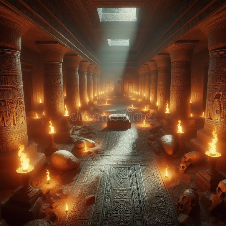 Mysterious Corridor Inside a Pyramid in Ancient Egypt Illuminated by ...