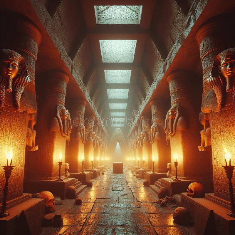 Mysterious Corridor Inside a Pyramid in Ancient Egypt Illuminated by ...
