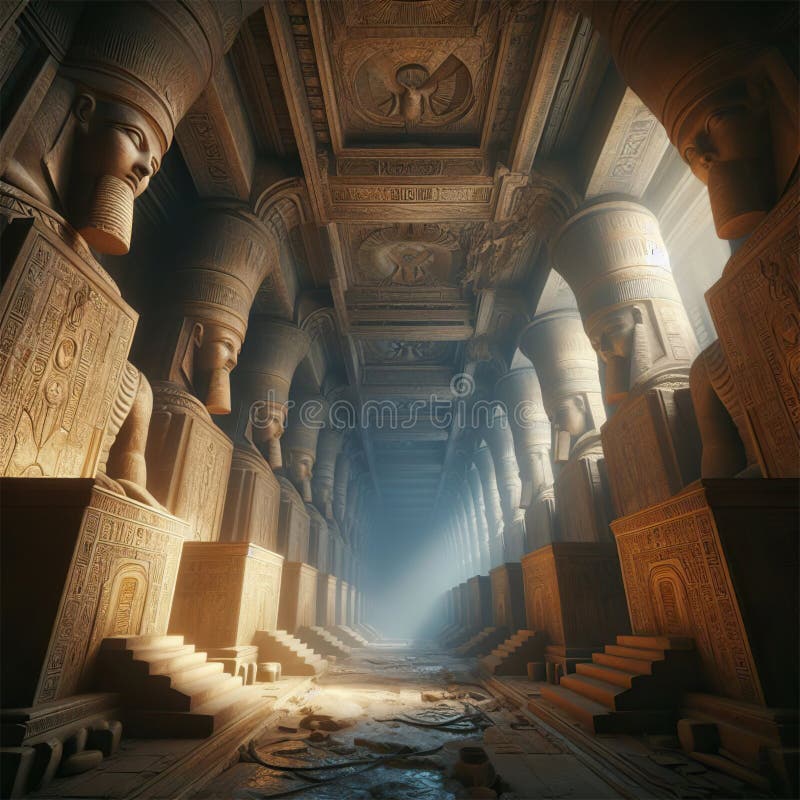 Mysterious Corridor Inside a Pyramid in Ancient Egypt Illuminated by ...