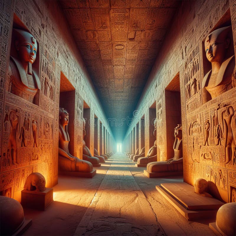 Mysterious Corridor Inside a Pyramid in Ancient Egypt Illuminated by ...