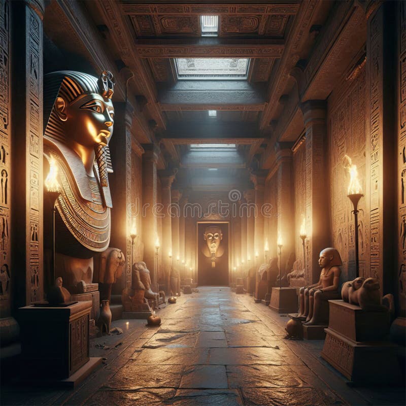 Mysterious Corridor Inside a Pyramid in Ancient Egypt Illuminated by ...