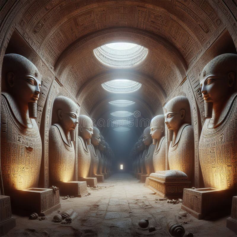 Mysterious Corridor Inside a Pyramid in Ancient Egypt Illuminated by ...