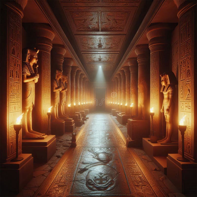 Mysterious Corridor Inside a Pyramid in Ancient Egypt Illuminated by ...