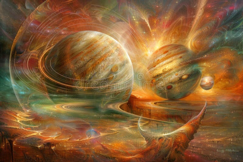 Mysterious Cosmic Realm Vividly Painted Sky with Enormous Multi-colored ...