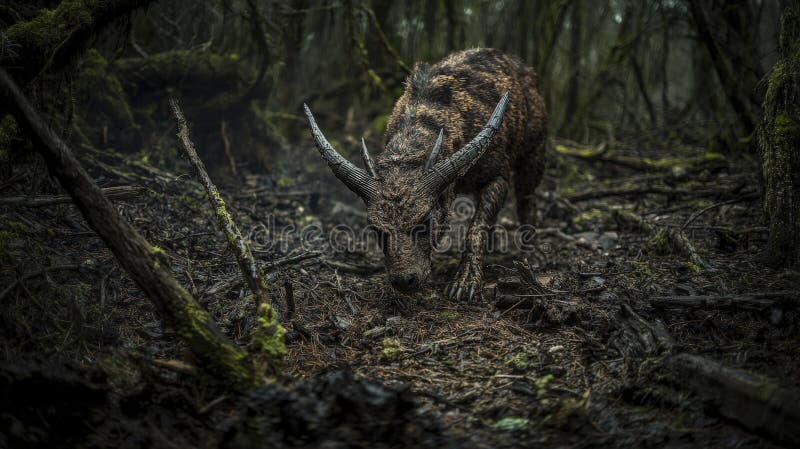 Mysterious Creature Emerging from Shadows Remote Forest High-resolution ...