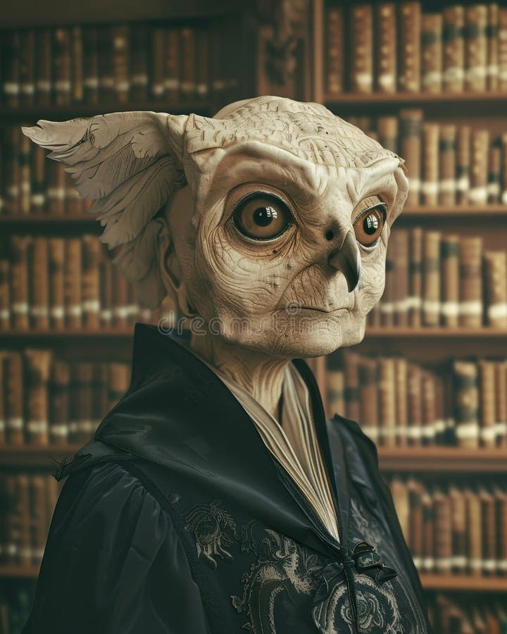 Mysterious Creature in a Library Stock Illustration - Illustration of ...