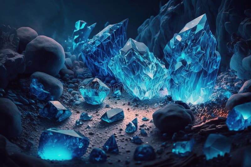 Mysterious Blue Crystal Abstract Generative Background Stock ...