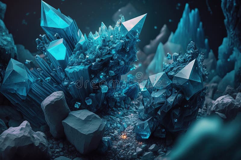 Mysterious Blue Crystal Abstract Generative Background Stock ...