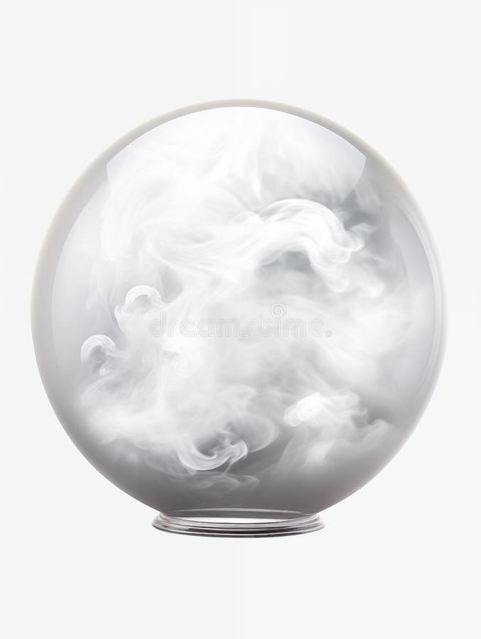 Mysterious Crystal Ball with Swirling White Smoke on White Background ...