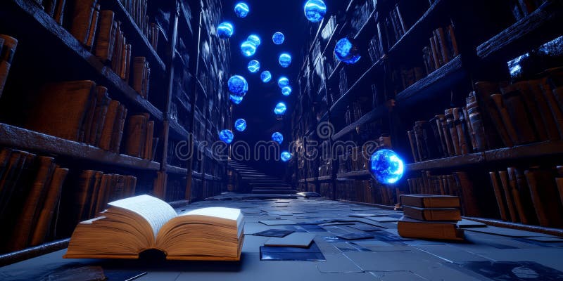 A Mysterious 3D Background of a Massive Abandoned Library, Where Books ...