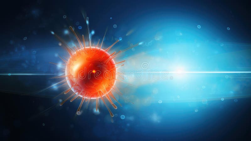 Mysterious Dark Blue Background with Vibrant Orange Bio Elements and ...