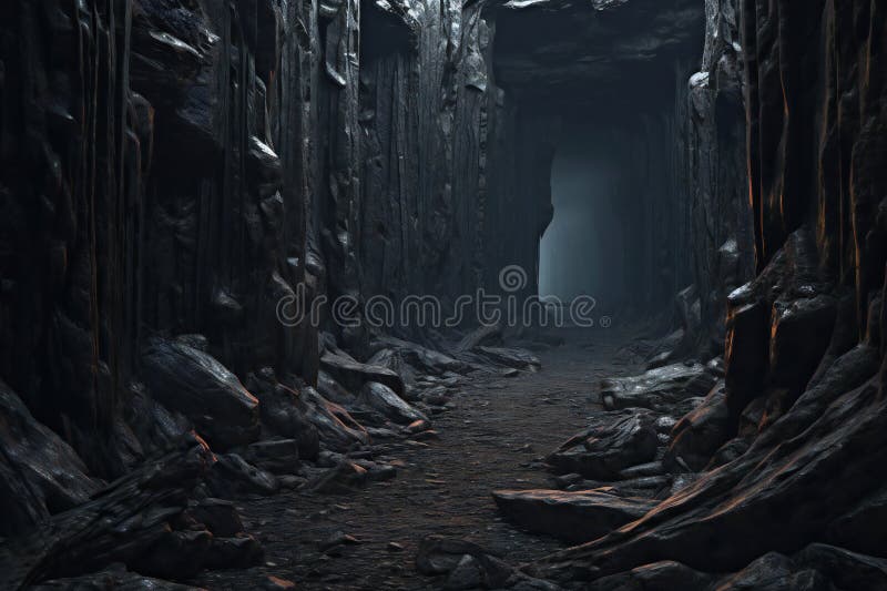 Mysterious Dark Cave with Light Coming through it Stock Illustration ...