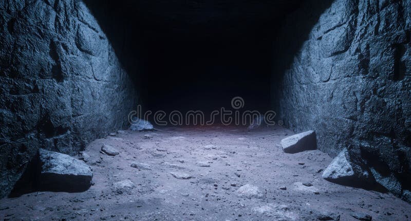 Mysterious Dark Cave with Snowy Path Stock Illustration - Illustration ...