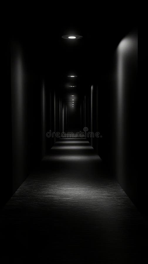 Mysterious Dark Corridor with Dramatic Lighting and Shadows Stock ...