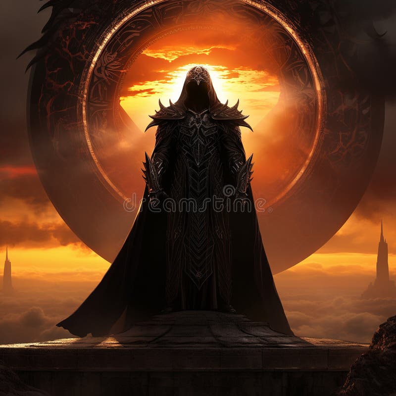 The Mysterious Dark Lord in the Rays of the Setting Sun Stock ...