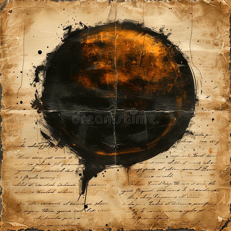 Mysterious Dark Orb Surrounded by Ancient Handwritten Text Stock ...