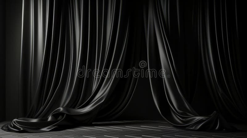 A Mysterious Dark Room with Draped Curtains and a Shadowy Floor ...