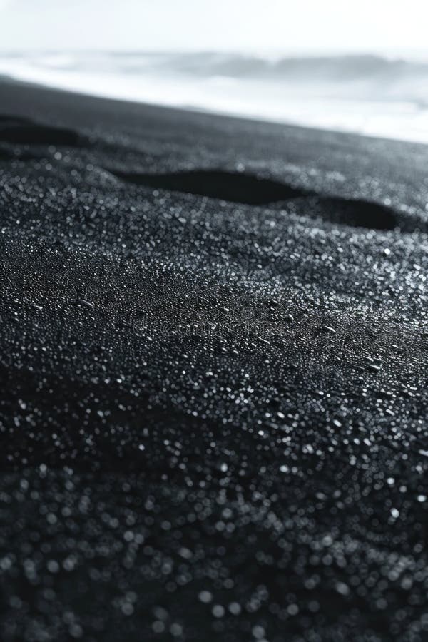 Mysterious Dark Sandy Beach Stock Image - Image of beach, bubbles ...