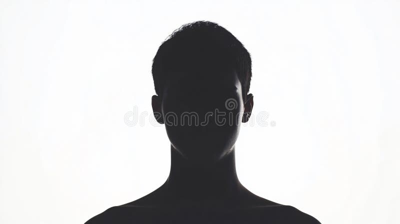 Mysterious Dark Silhouette of Unrecognizable Person Isolated on White ...
