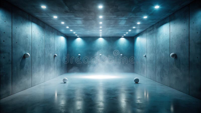 Mysterious, Dimly Lit Concrete Chamber with Ethereal Fog, Smooth Floor ...