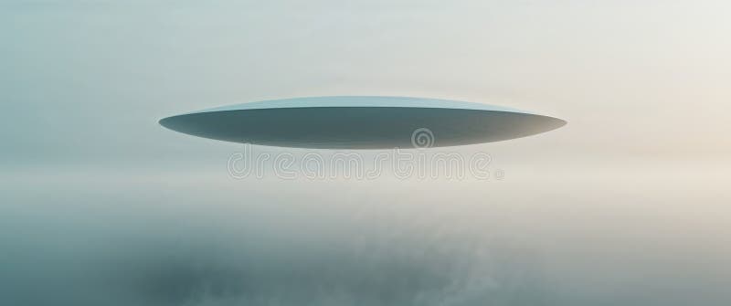 Mysterious Disc Shaped Object Over Misty Area. Stock Image - Image of ...