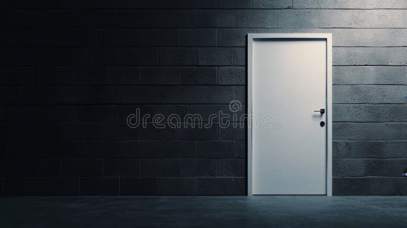 Mysterious Door Slightly Ajar in Dark Basement Stock Illustration ...