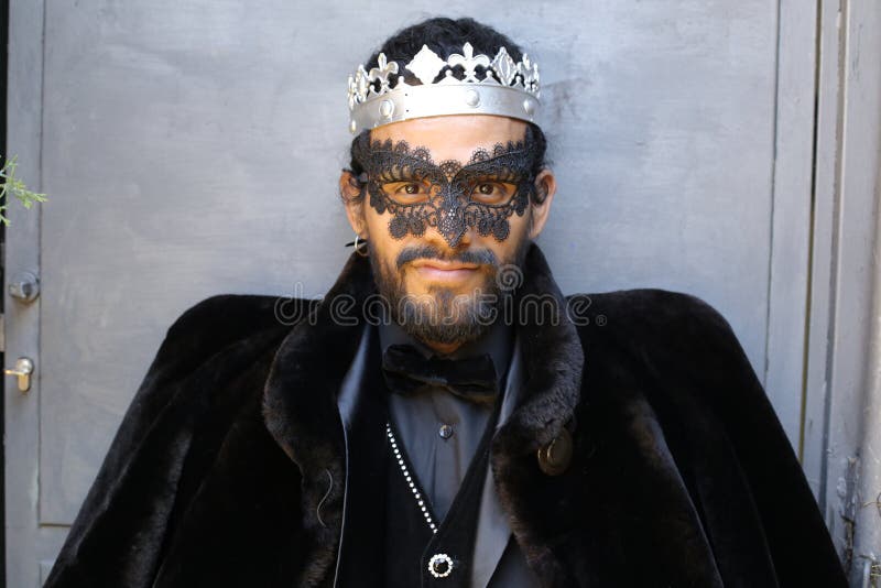 Mysterious Elegant Long Haired Man in Masquerade Stock Image - Image of ...
