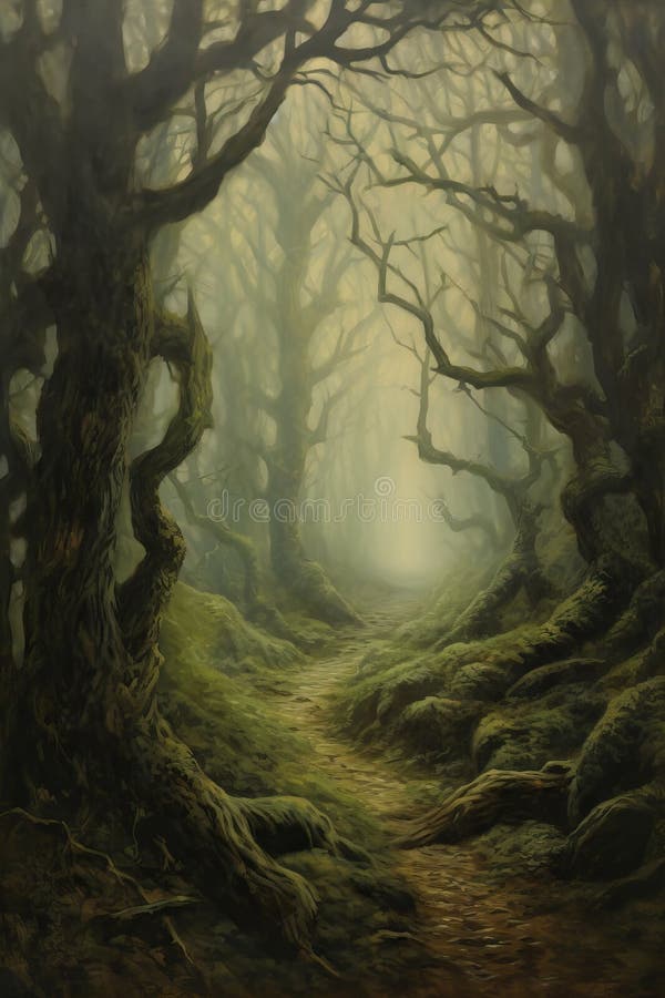 Enchanted Forest Clearing at Dusk with Glowing Mushrooms and Surreal ...