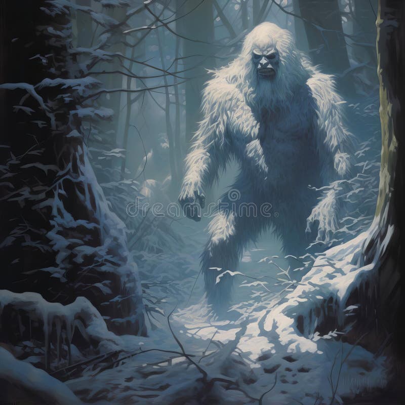 Mysterious Encounter with the Elusive Yeti in Haunted Forest Stock ...