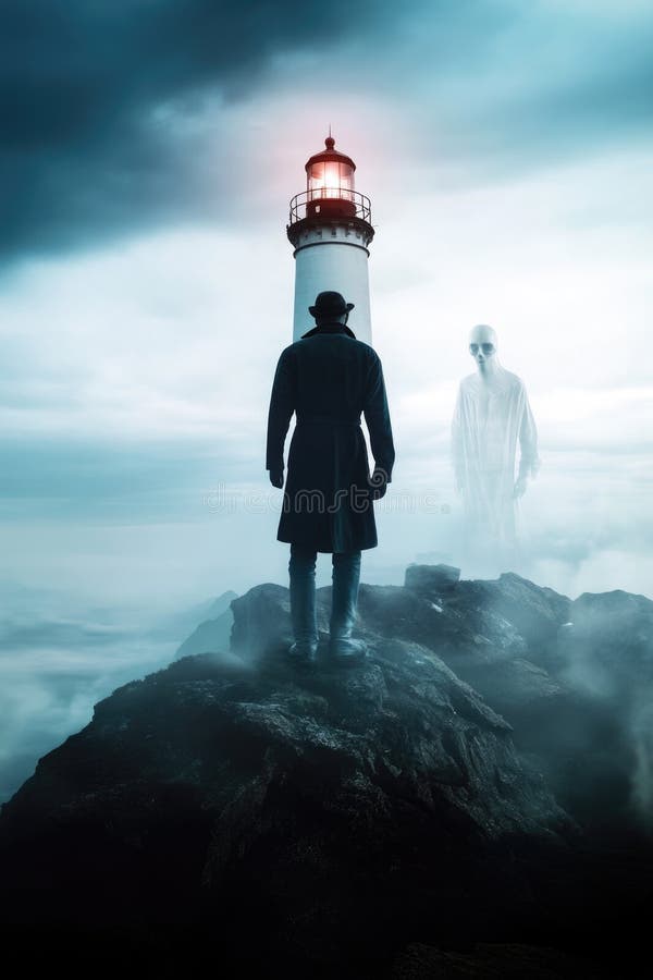 Mysterious Encounter at Isolated Lighthouse with Male Silhouette and ...