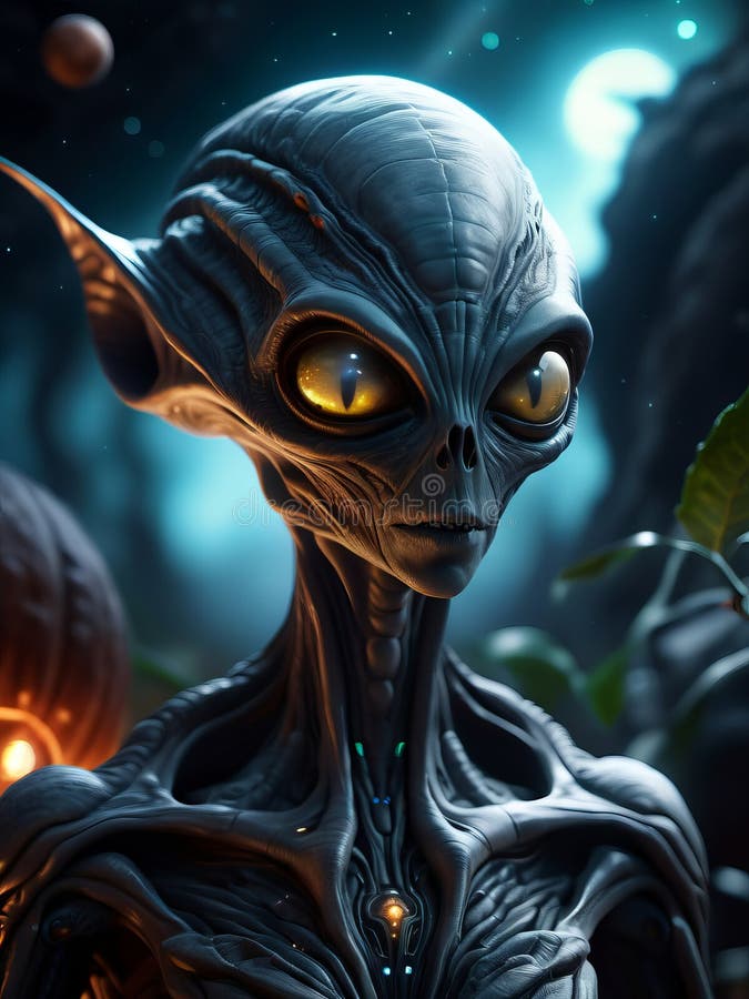 Mysterious Extraterrestrial Creature with Glowing Eyes in a Cosmic ...
