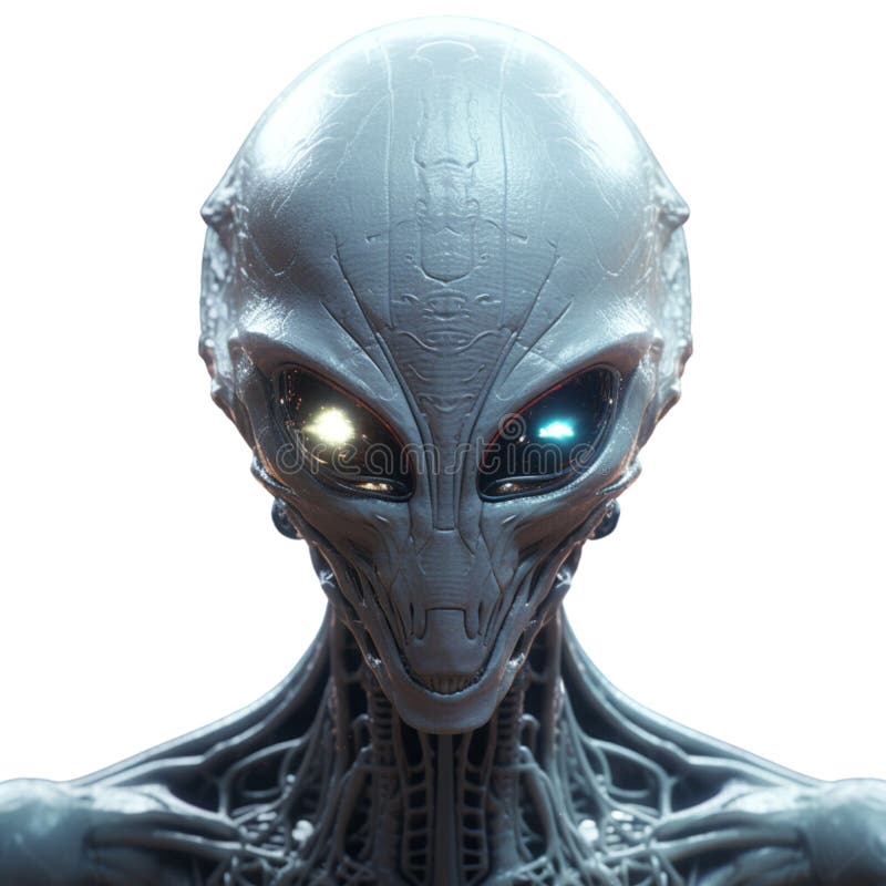 The Alien Humanoid is Staring Ahead on a White Background with Some ...