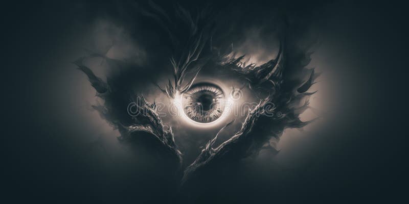 Mysterious eye in the dark stock illustration. Illustration of mist ...