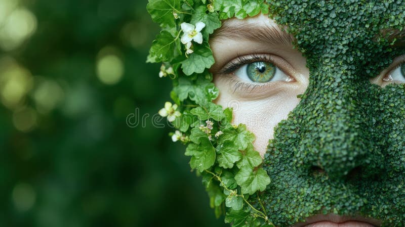 Mysterious Eye Peeking through Greenery Stock Illustration ...