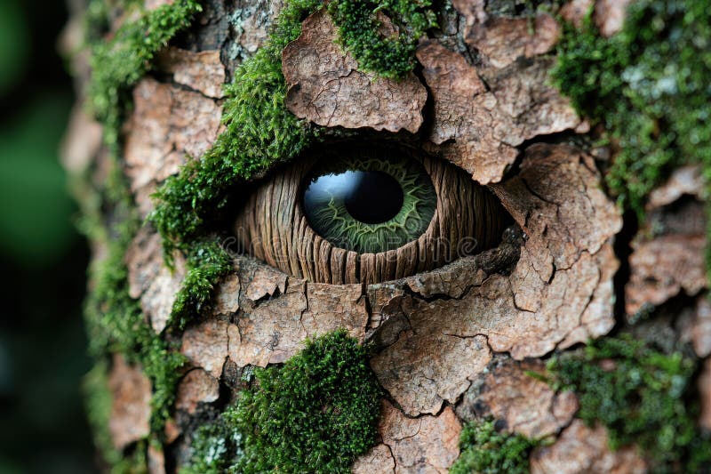 Mysterious Eye in Tree Bark Stock Illustration - Illustration of ...