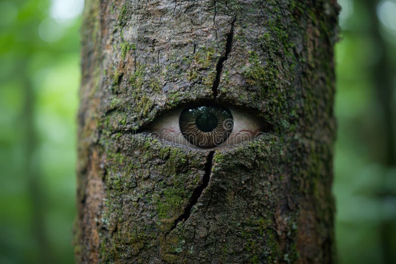 Mysterious Eye in Tree Bark Stock Illustration - Illustration of ...