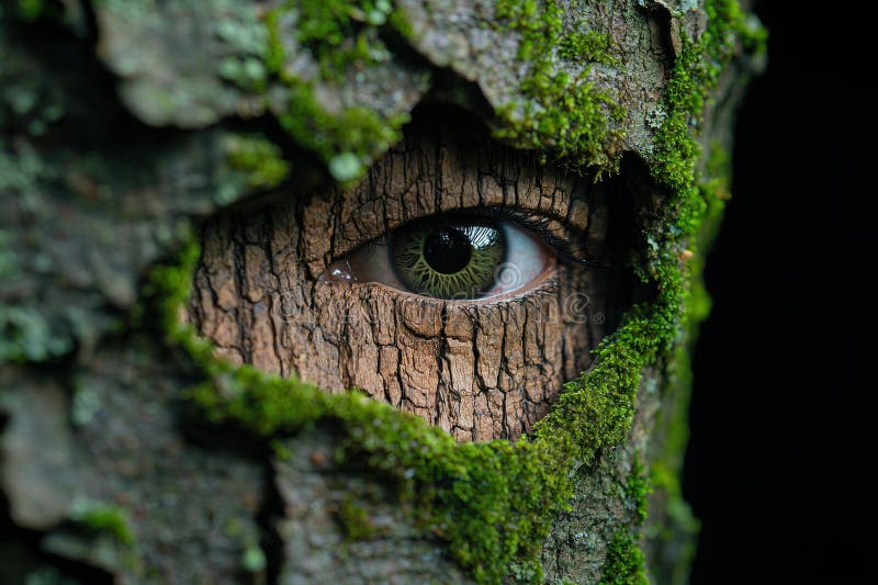 Mysterious Eye in Tree Trunk Stock Illustration - Illustration of ...