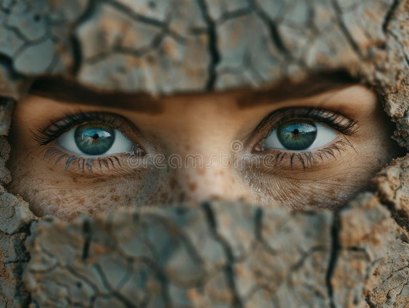 Mysterious Eyes Peering through the Cracks Stock Illustration ...