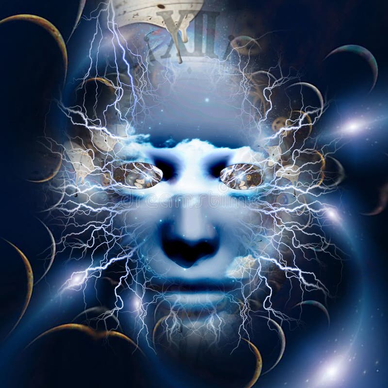 Mysterious Face in Space stock illustration. Illustration of universe ...