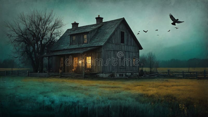 Rustic Farmhouse at Dusk Wallpaper Stock Photo - Image of moody ...