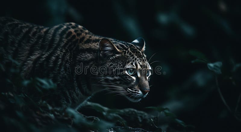 A Mysterious Felid Stalking in the Shadows - Generated Using Ai Stock ...
